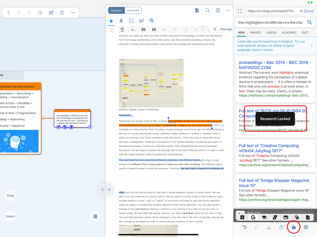 Locking research - Research Engine - Marginnote