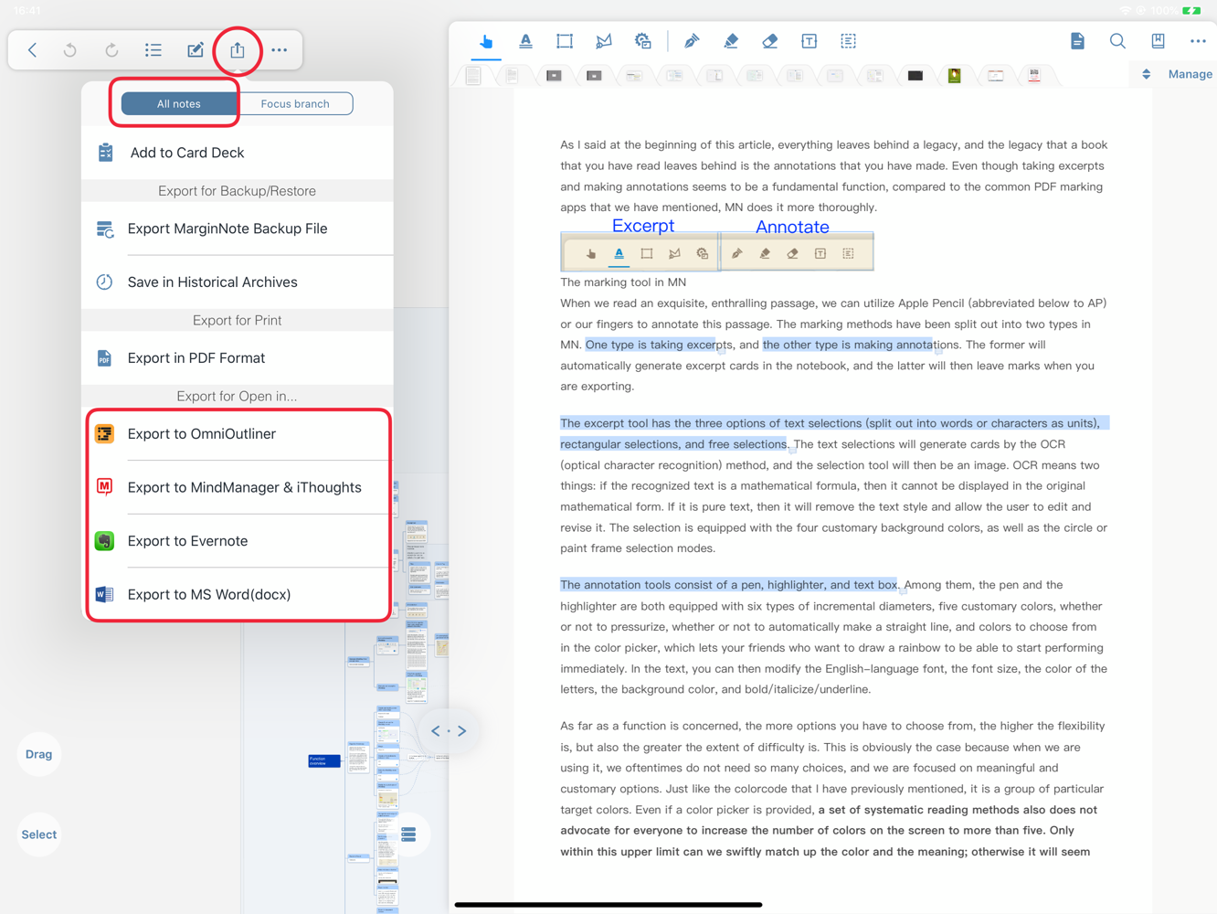 Exporting a Mind Map - Export - Marginnote