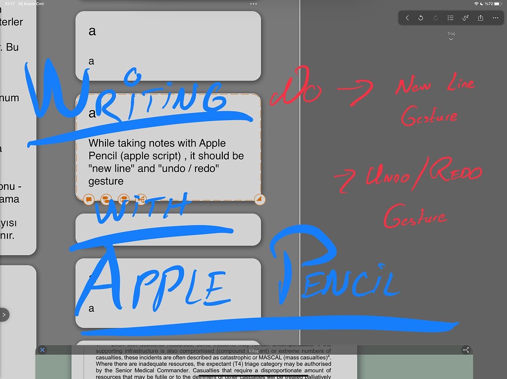 Apple scribble NEW GESTURES NECESSARY 🟩 - IpadOS Ver. - Marginnote