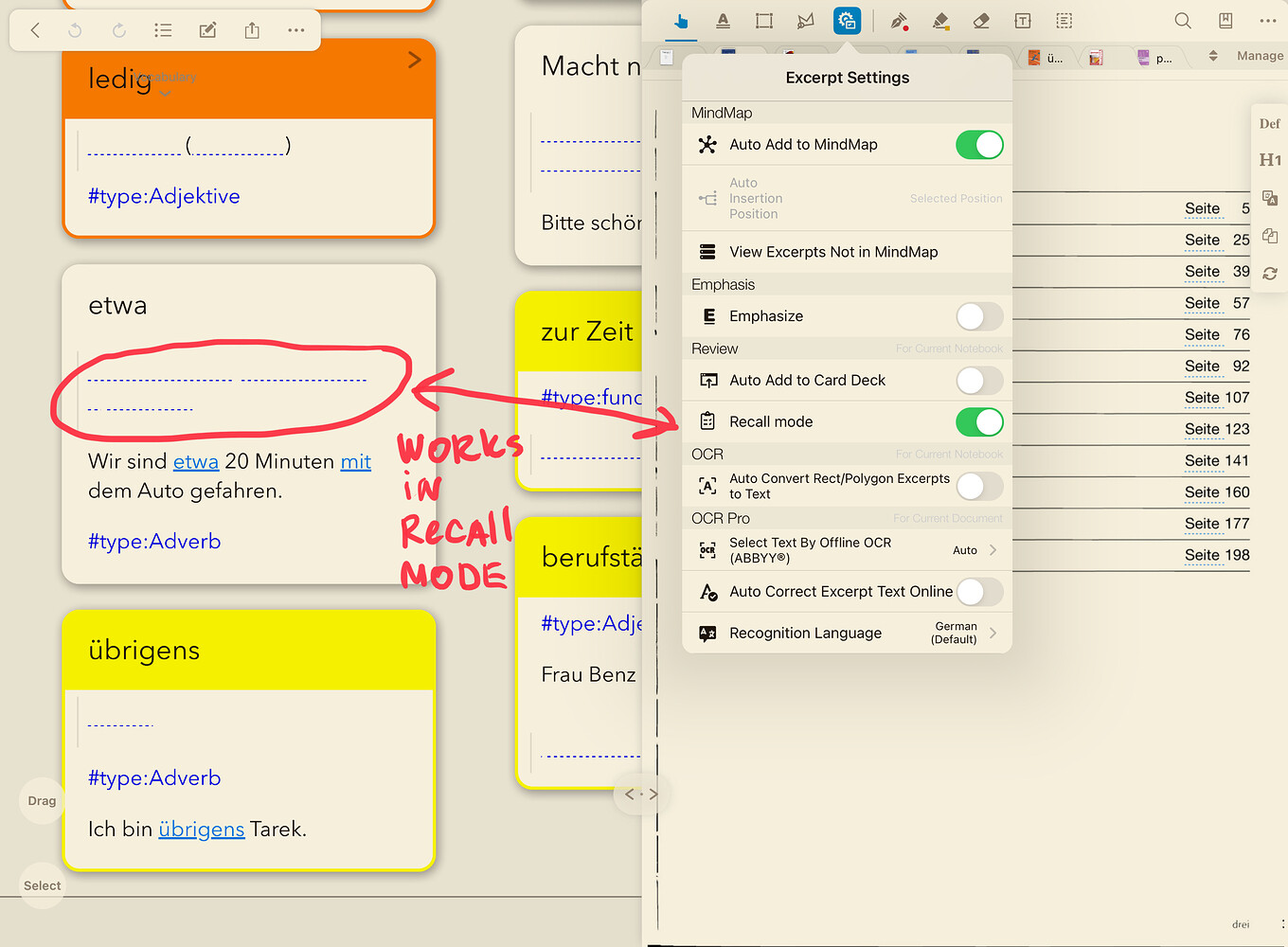 Emphasized text in review mode - Support - Marginnote